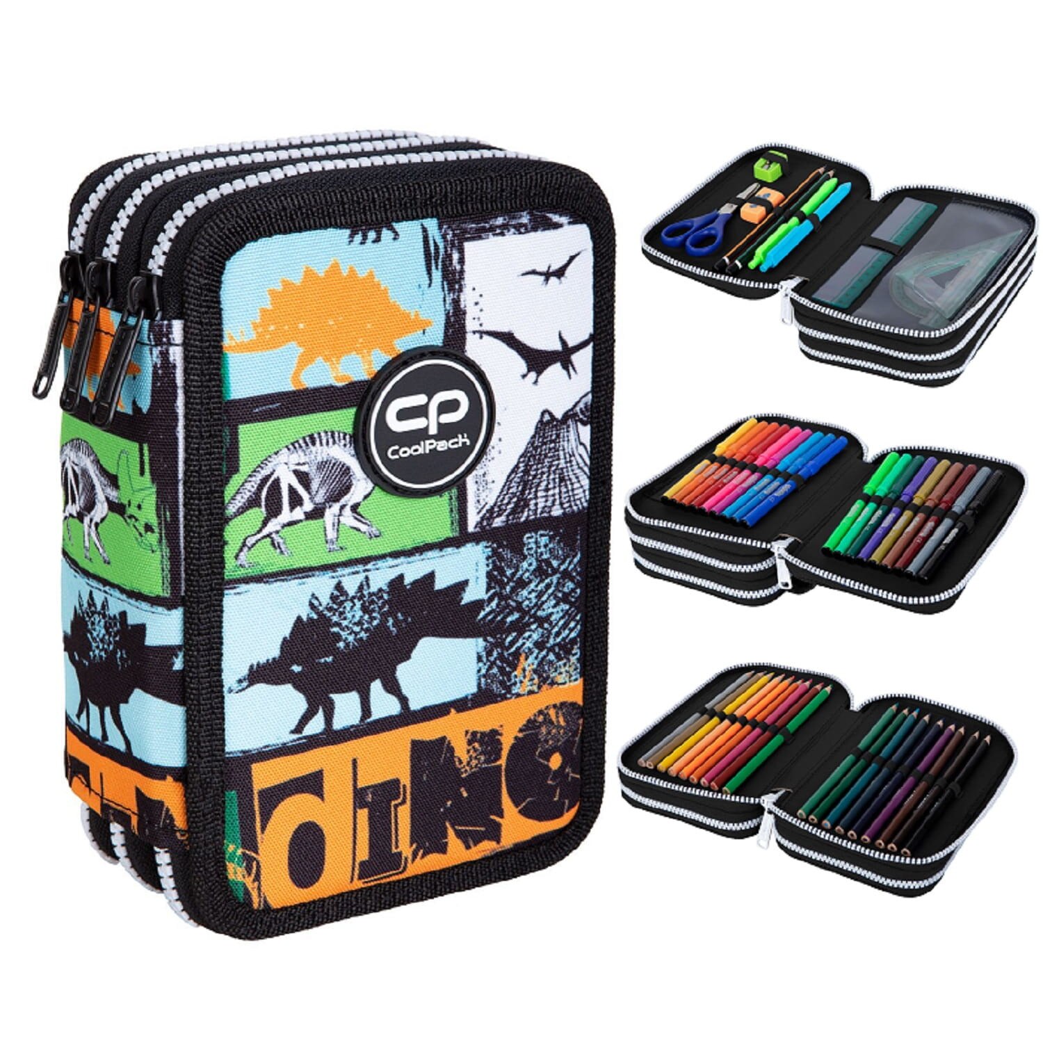 Penar echipat cu 46 de rechizite, CoolPack, Poliester, Model Dinozauri ...