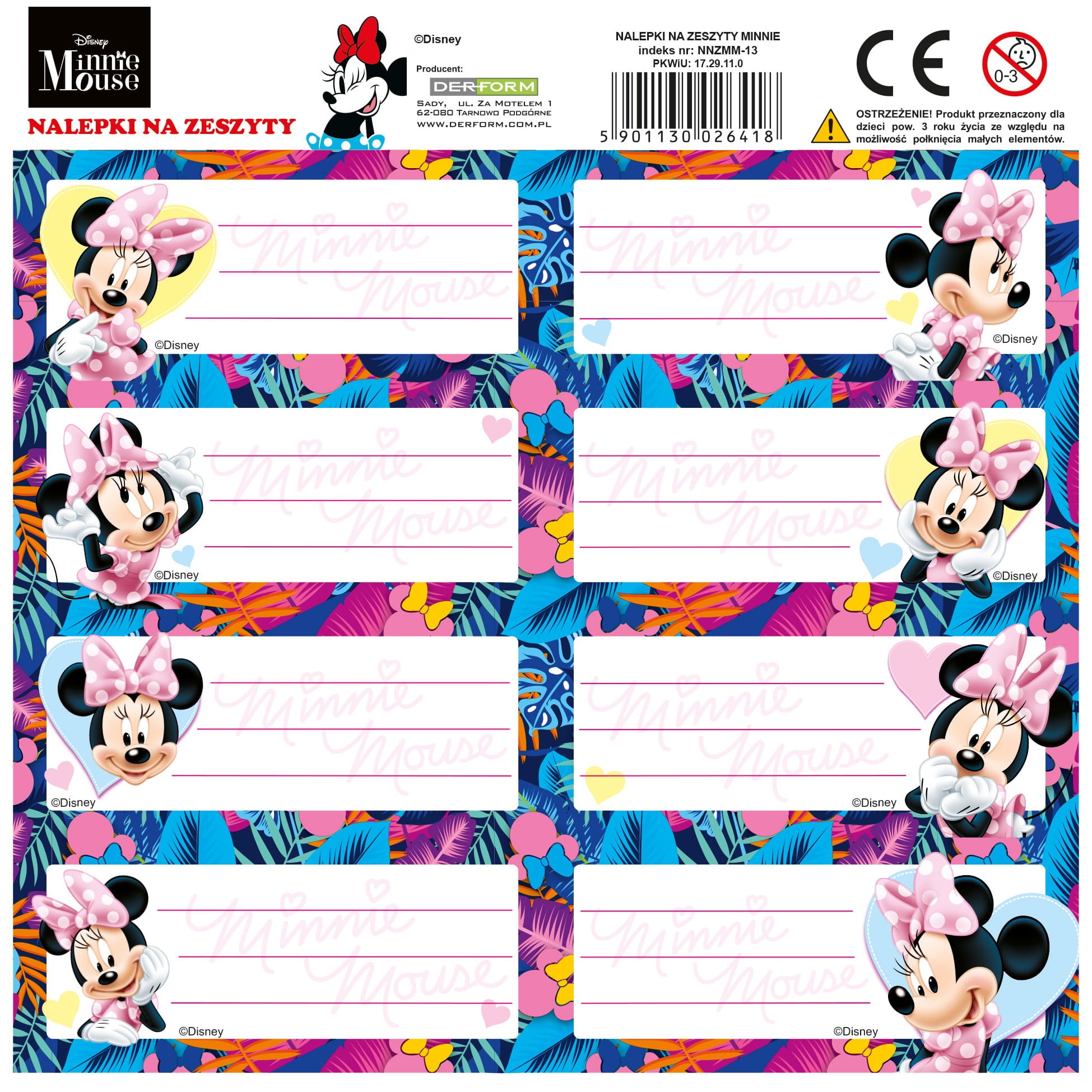 Комплект стикери за тетрадка, Backup, модел Мики Маус, 7.2cm x 3.2cm ...