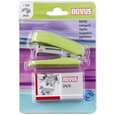 Capsator Novus Mini, 12coli, capse 24/6, verde - eMAG.ro