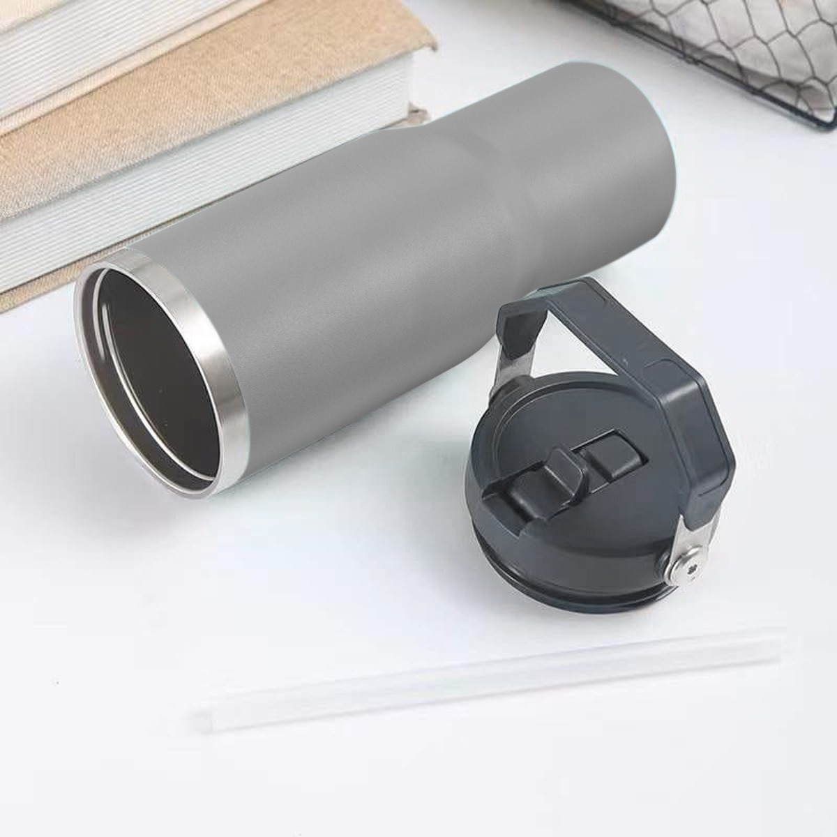 Cana termos cu pai, Otel inoxidabil, Gri, 600 ml - eMAG.ro