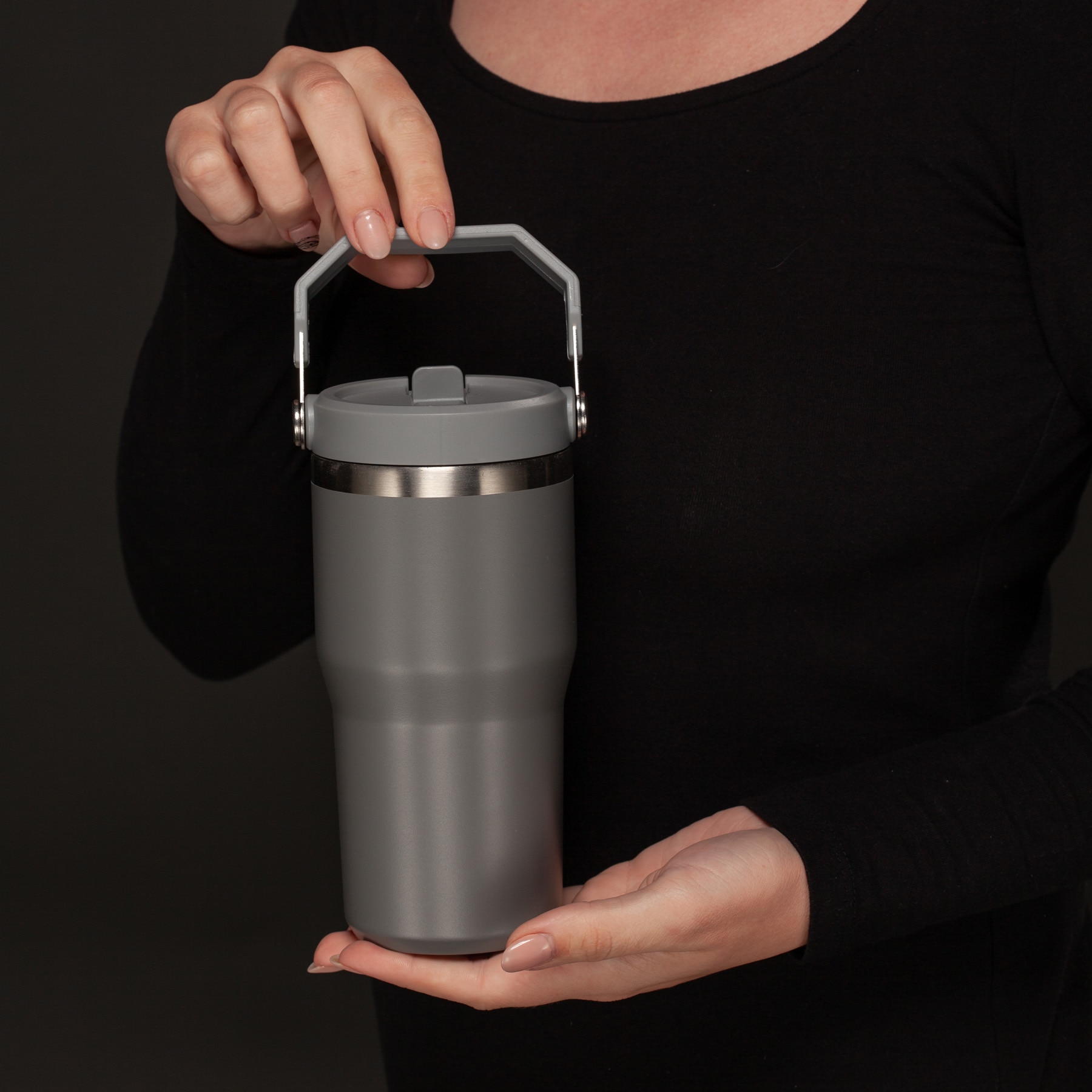 Cana termos cu pai, Otel inoxidabil, Gri, 600 ml - eMAG.ro