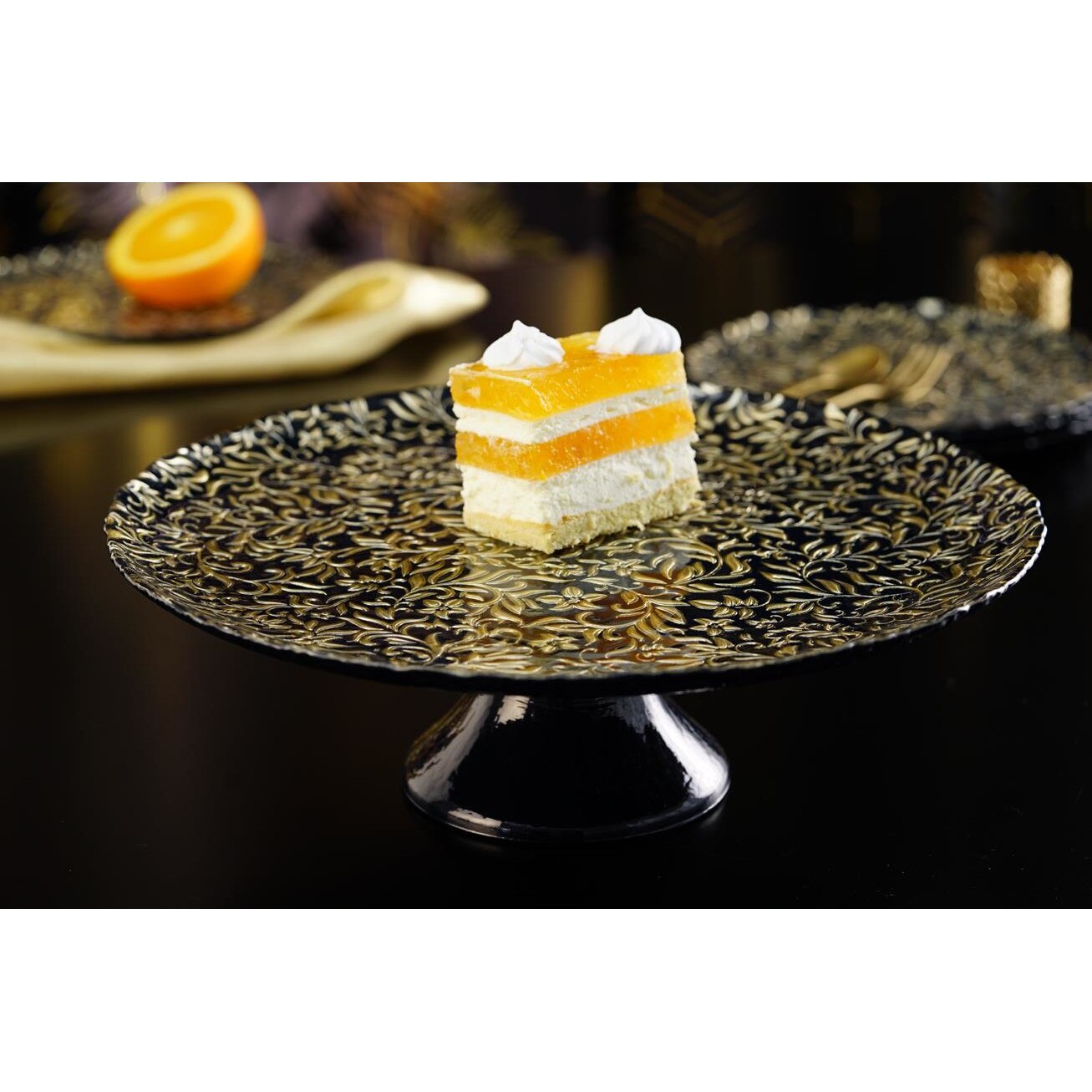 Platou tort Altar, Villa Italia, Sticla, 32 cm, Negru - eMAG.ro