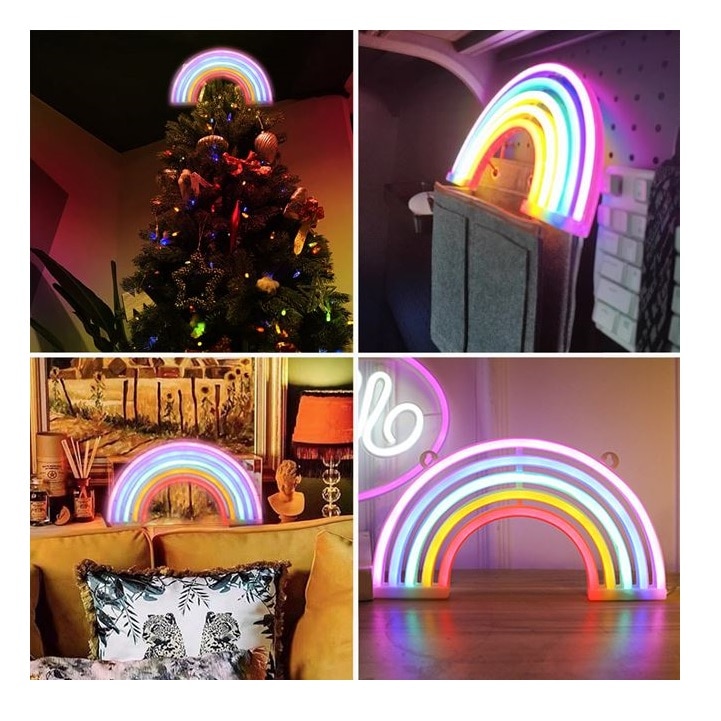 Lampa LED neon tip curcubeu colorat cu USB, 30x18x2.5 cm - eMAG.ro