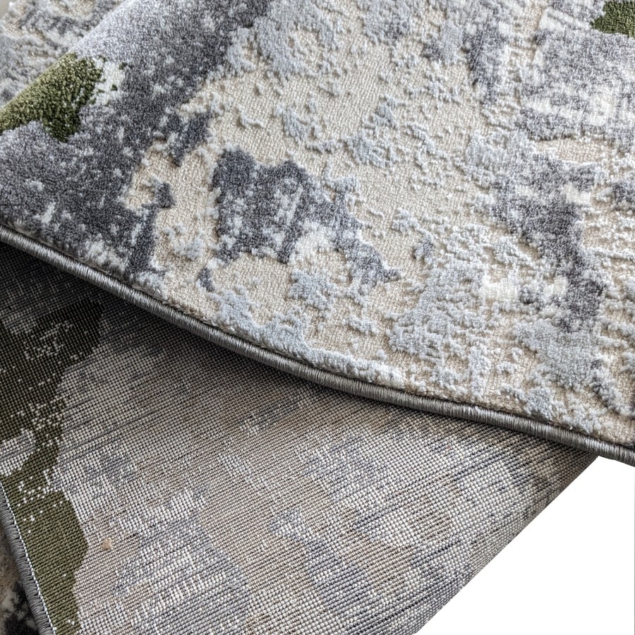 Covor April Gri cu Verde, Abstract, Polipropilena, 80 x 150 cm - eMAG.ro