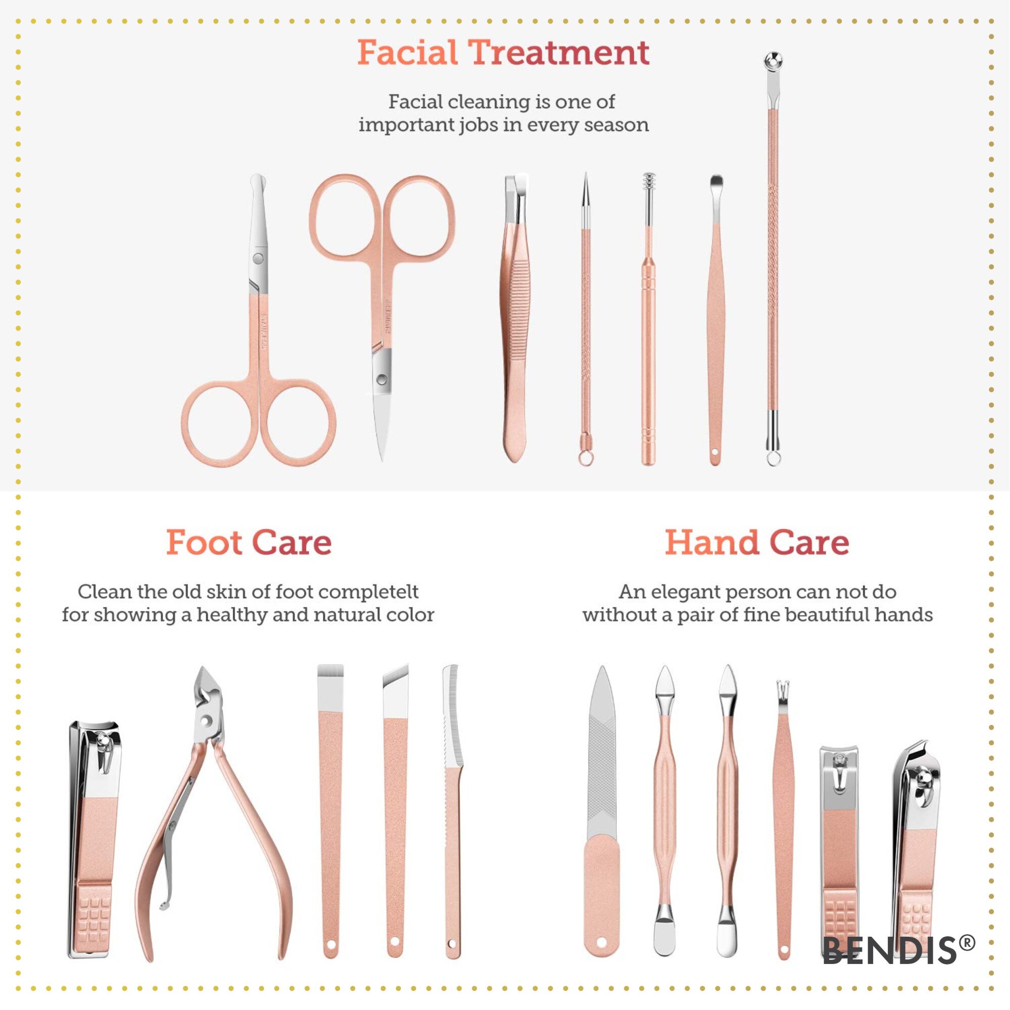 Trusa Profesionala de Manichiura/ Pedichiura, set de 18 piese din otel inoxidabil, durabil, usor ...