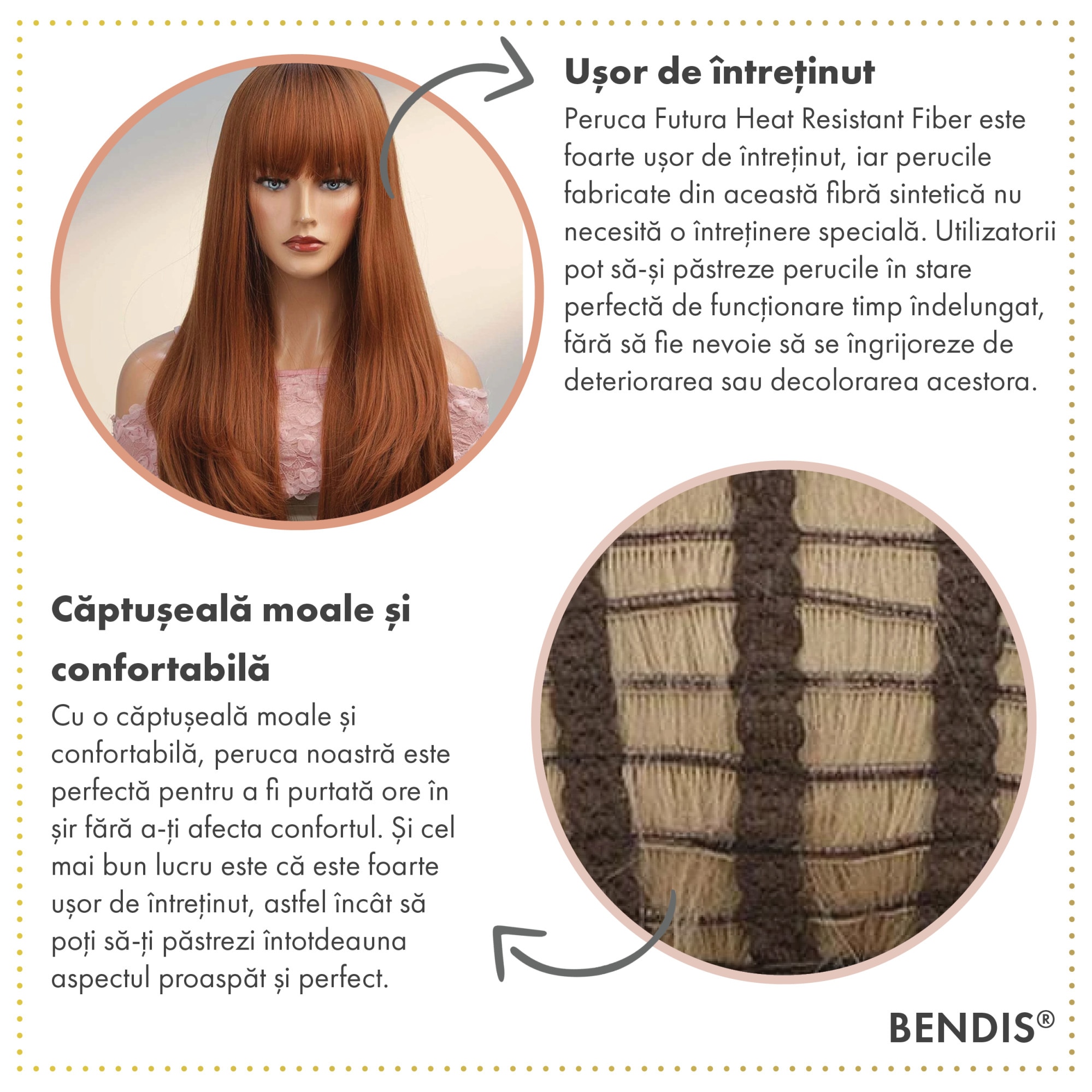 Peruca dama, culoarea Roscat aramiu, fibra Premium Futura Heat cu ...