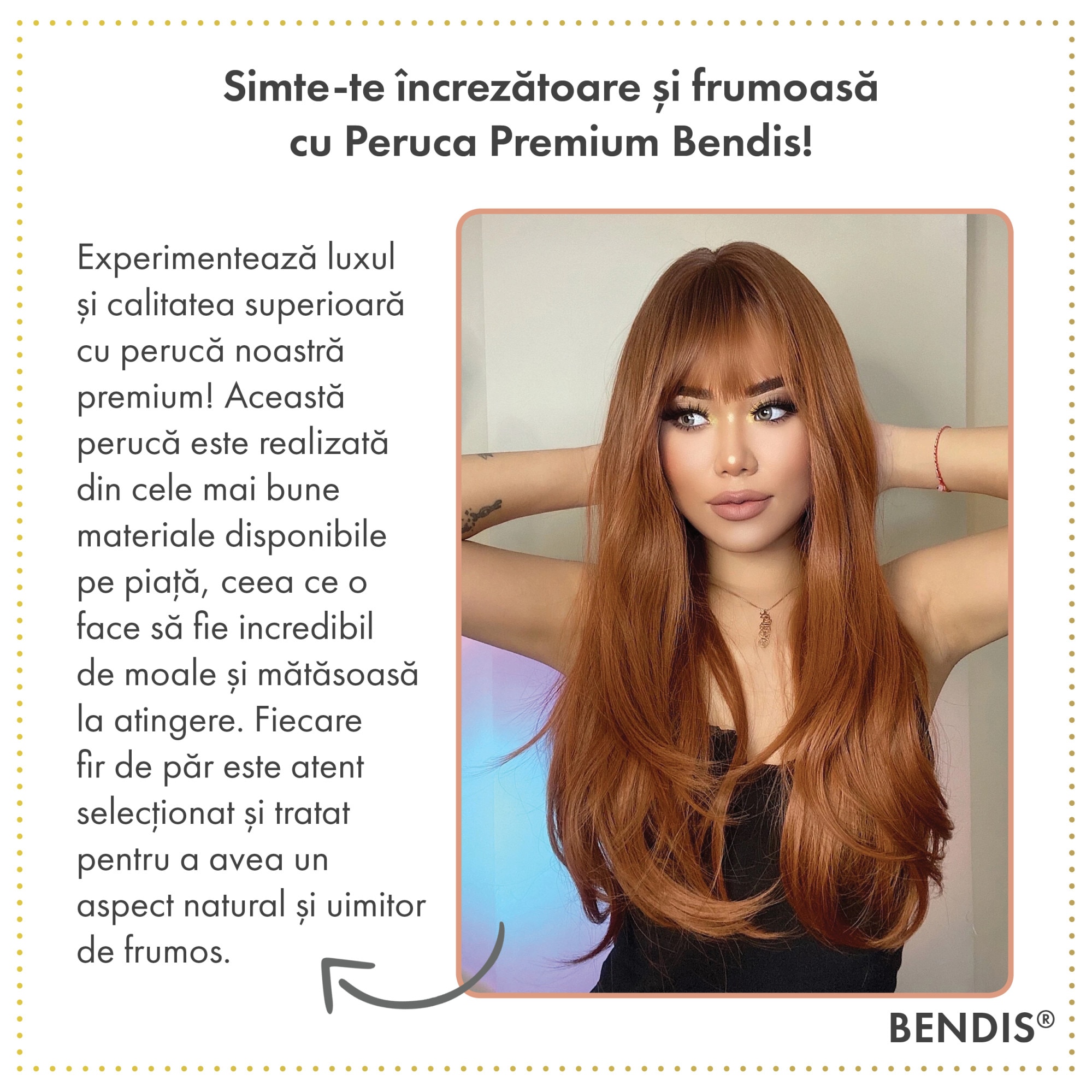 Peruca dama, culoarea Roscat aramiu, fibra Premium Futura Heat cu ...