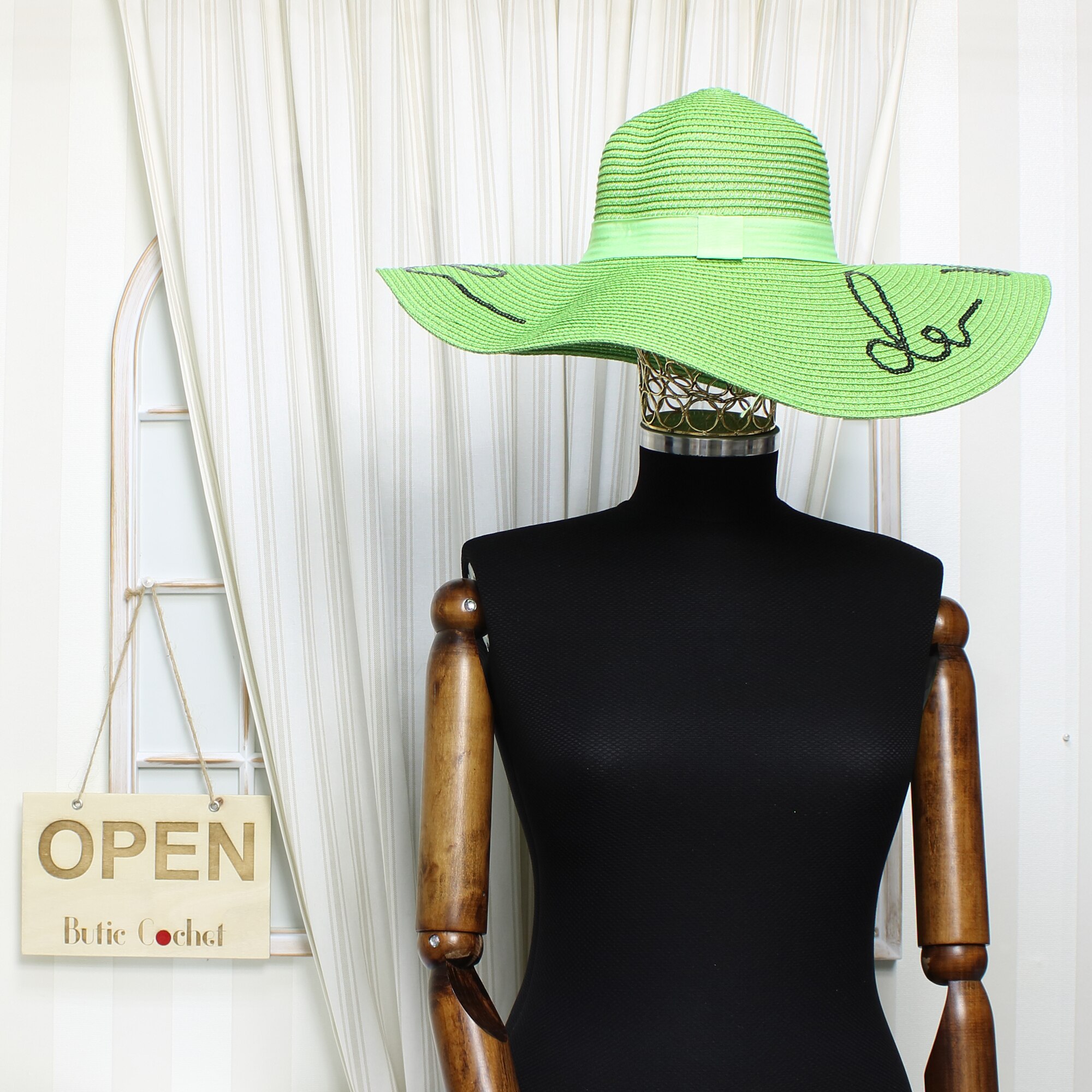 Palarie de soare, dama, Anoul, din paie de hartie, one size, bor mare ...