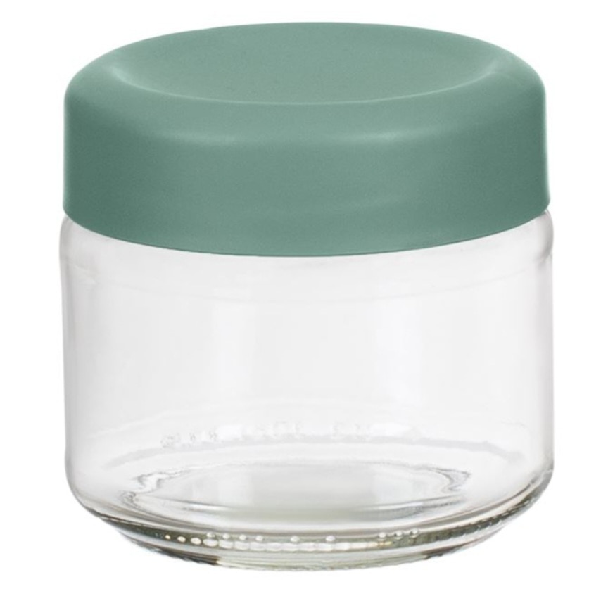 Set 6 borcane de depozitare, capac cu filet, plastic/sticla, verde ...