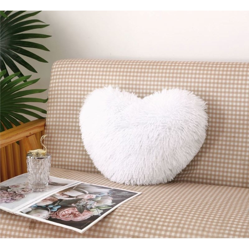 Perna decorativa Fluffy, forma Inima, Jojo Home, 40x30x10cm, Alb - eMAG.ro