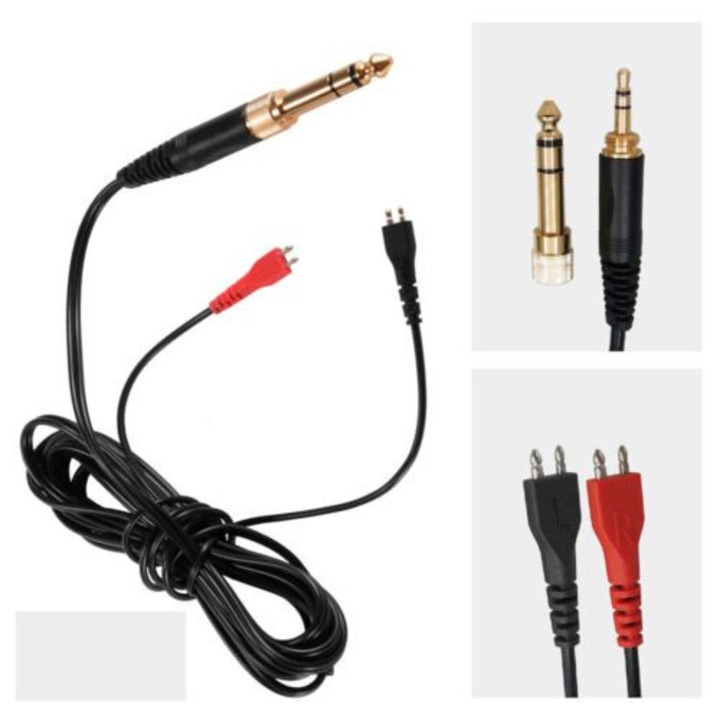 Cablu audio PadForce pentru casti Sennheiser HD25, cu Adaptor 6.35mm ...