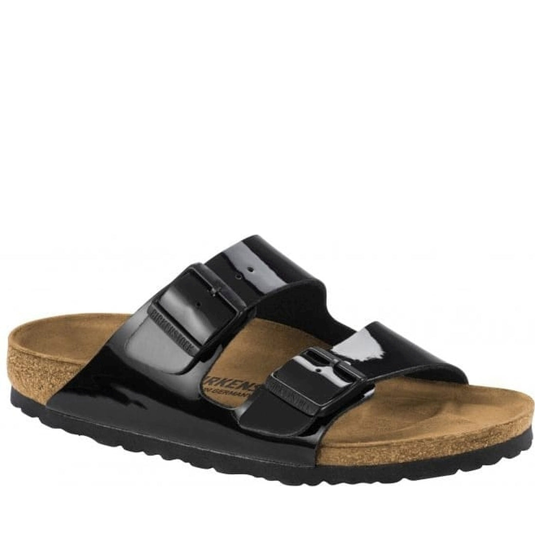 Slapi barbati, Birkenstock, Piele lacuita, Negru, 46 - eMAG.ro