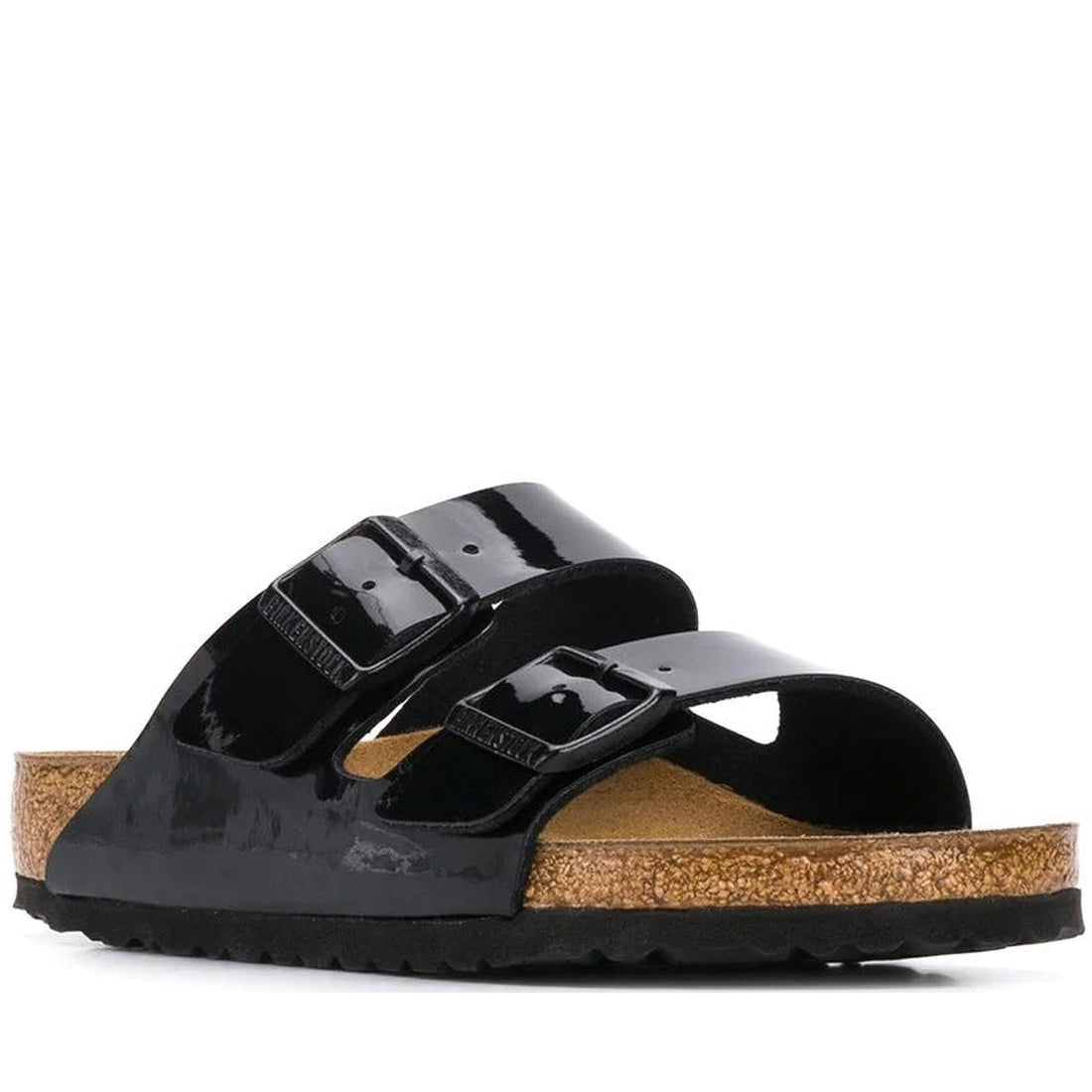 Slapi barbati, Birkenstock, Piele lacuita, Negru, 46 - eMAG.ro