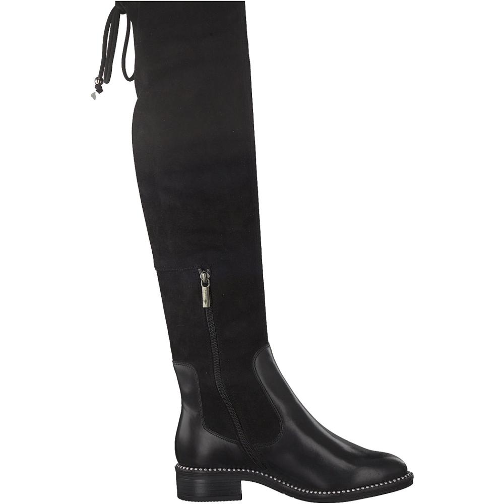 Cizme dama, Tamaris, Piele naturala/Textil, Negru, 38 - eMAG.ro