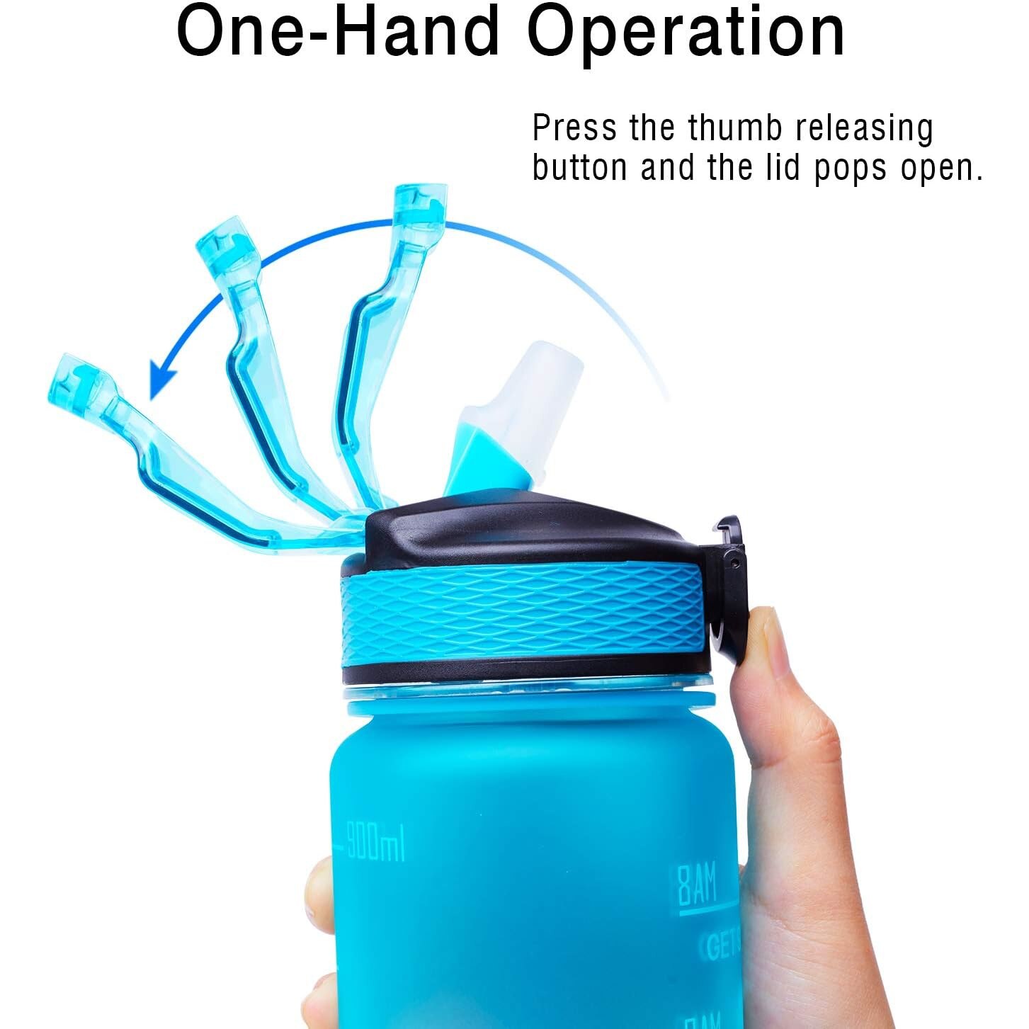 Sticla de apa cu pai, Plastic, 946 ml, Multicolor - eMAG.ro