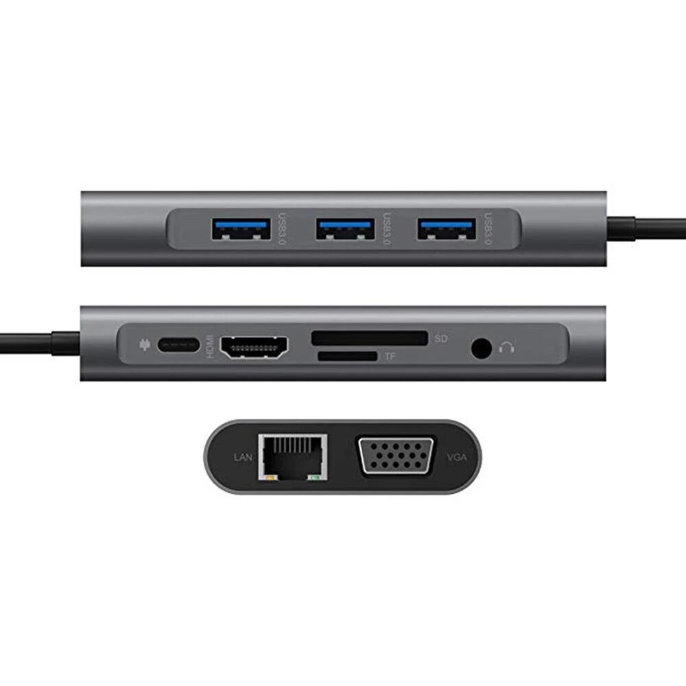 Hub Adaptor Multiport 10 in 1 USB-C 3.1 Staryon® la HDMI 4K / VGA / LAN ...
