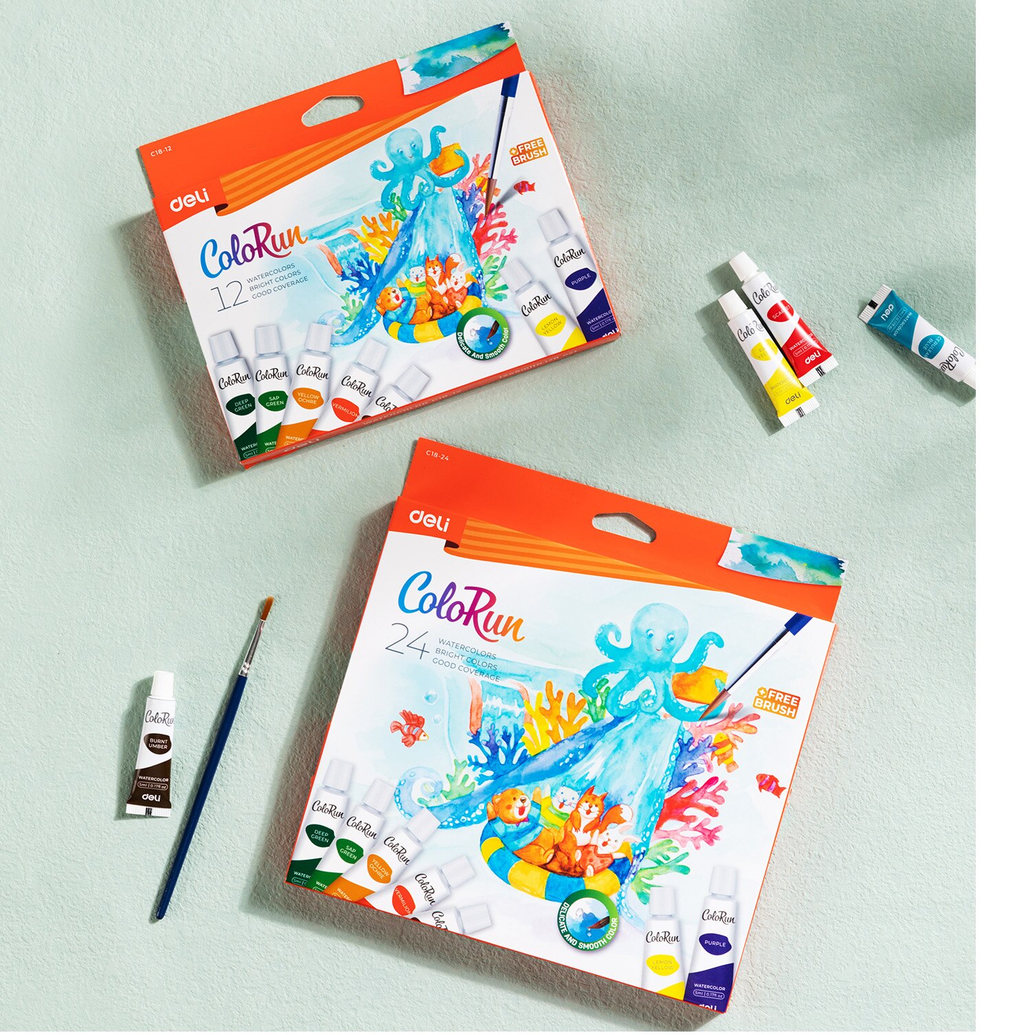 Tempera Deli, 5ml, 12 culori/set - eMAG.ro