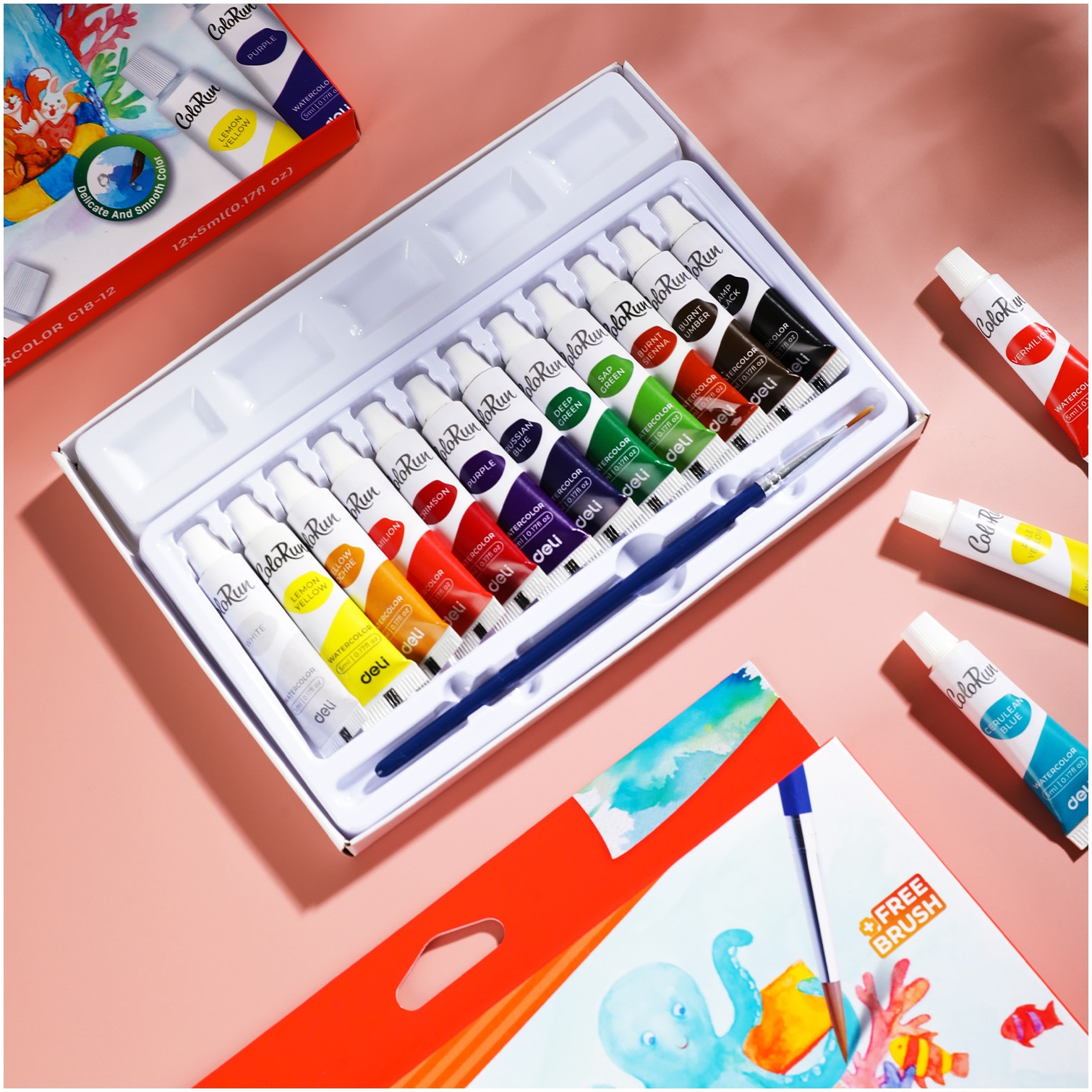Tempera Deli, 5ml, 12 culori/set - eMAG.ro