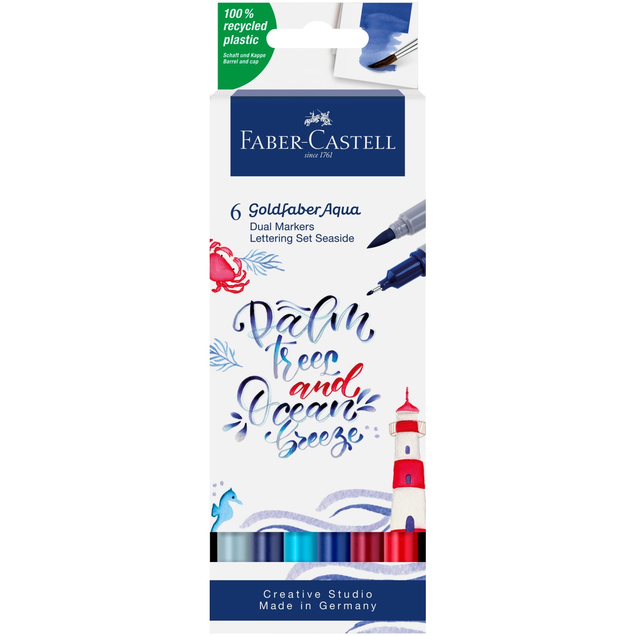 Marker solubil Faber-Castell Goldfaber Lettering, 2 capete, 6 buc/set ...
