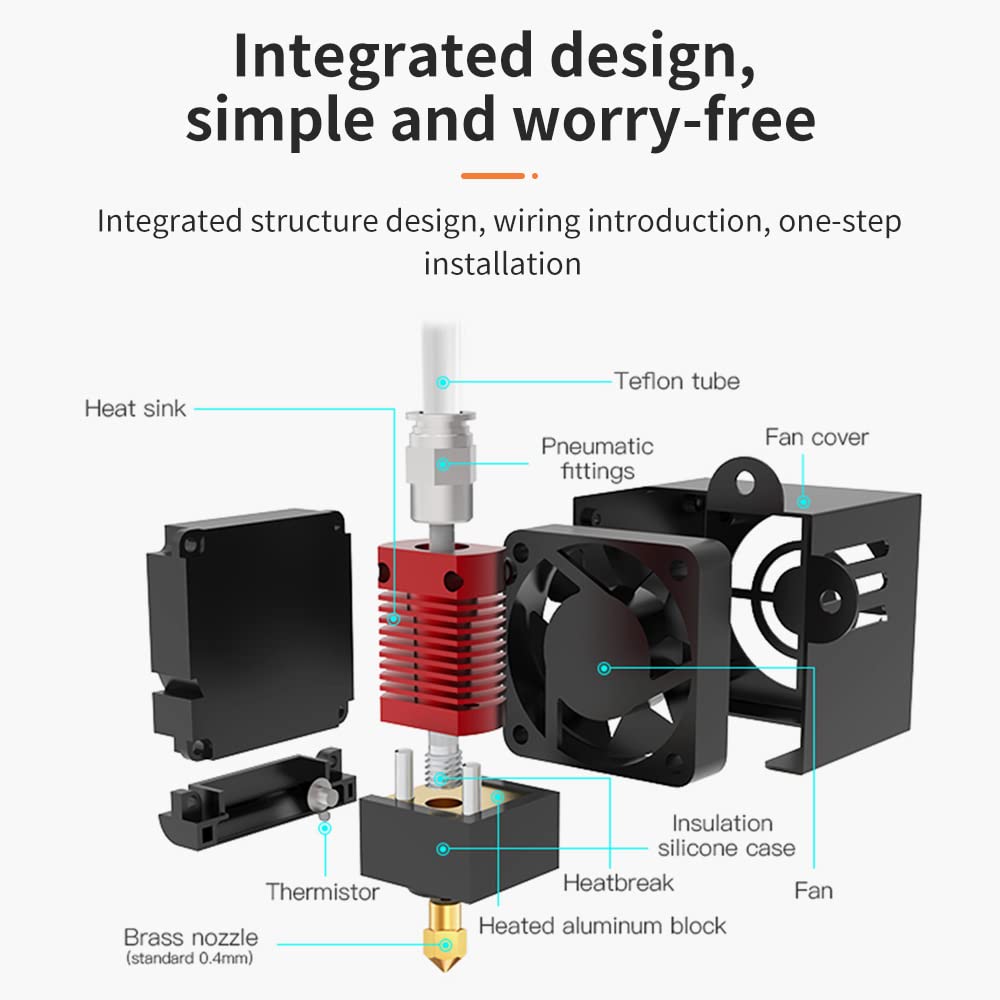 Пълен комплект Hotend с двоен вентилатор, Печатаща глава, тефлонова ...