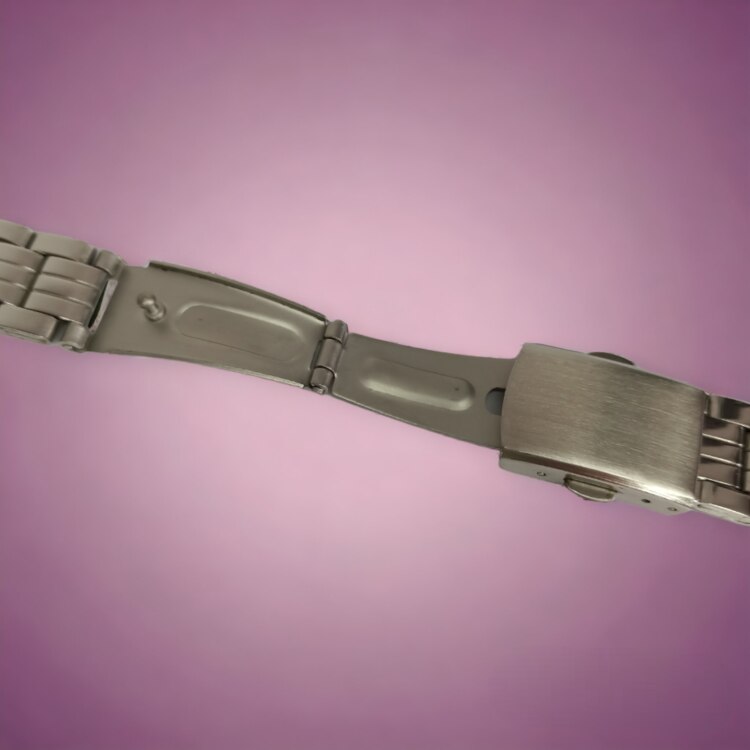 Curea ceas metalica din otel inoxidabil, model median dublu liniar ...