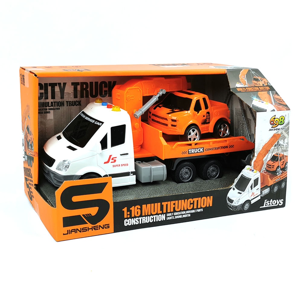 Remorca de jucarie pentru copii, Plastic, Asistenta rutiera, Cu masina ...