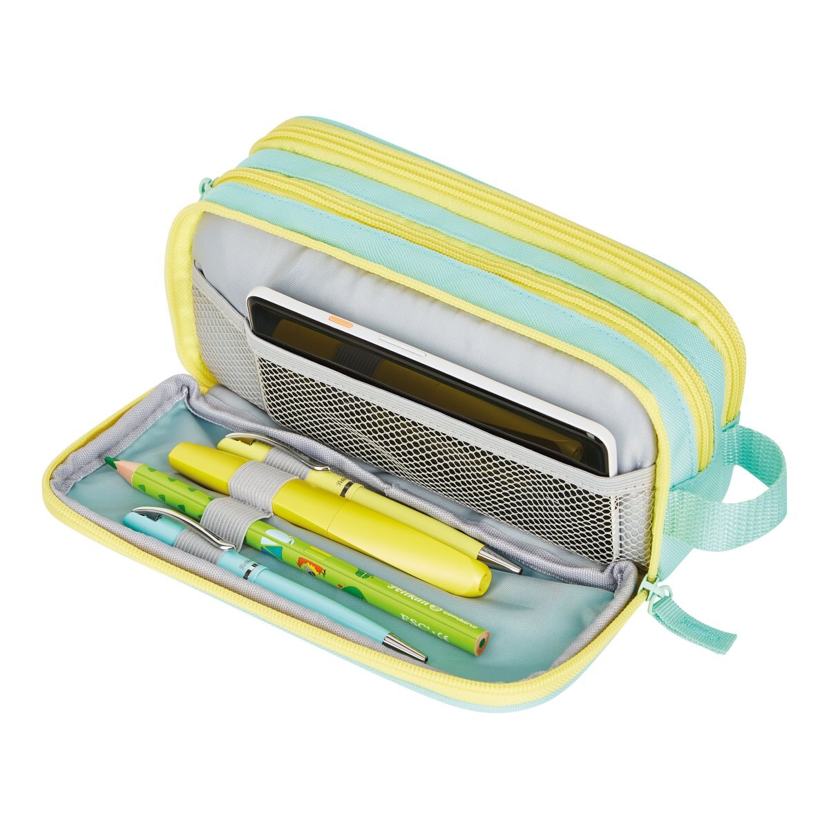 Penar tip etui Herlitz, neon, 3 compartimente, 23.5 x 11 x 7.5 cm ...
