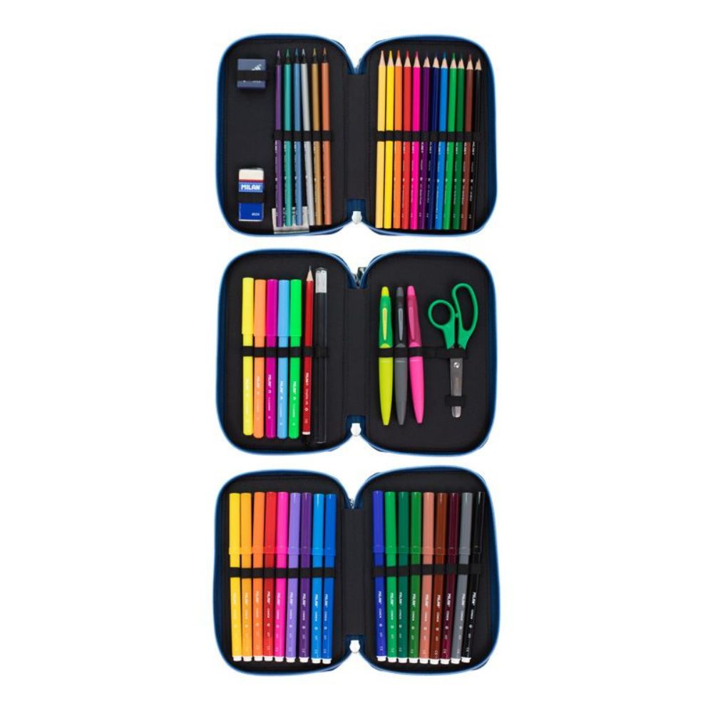 Penar Echipat Milan cu 3 Fermoare, Model The Fun, Dimensiuni 19.5x13x7.5 cm, Material Poliester ...