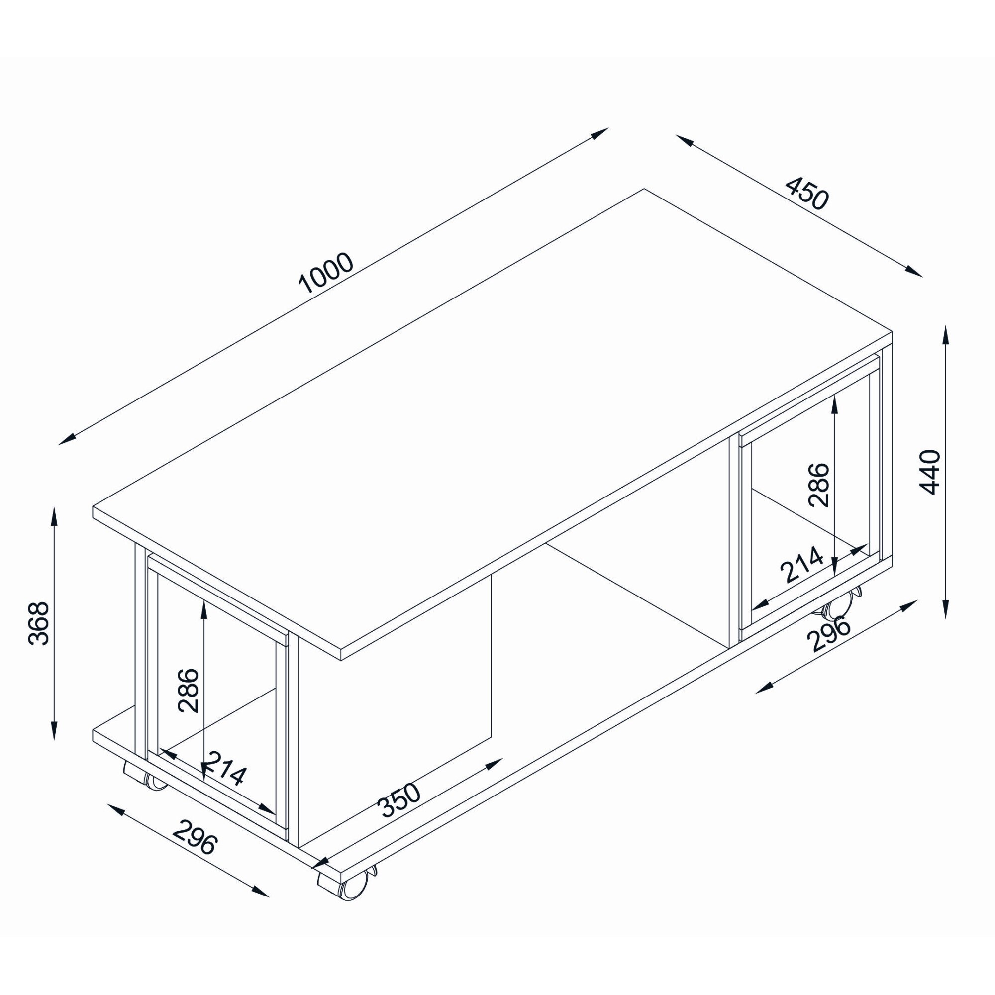 Masa de Cafea UnicUtil Luxury Edition cu Roti, 100 x 45 x 44 cm, Alb ...