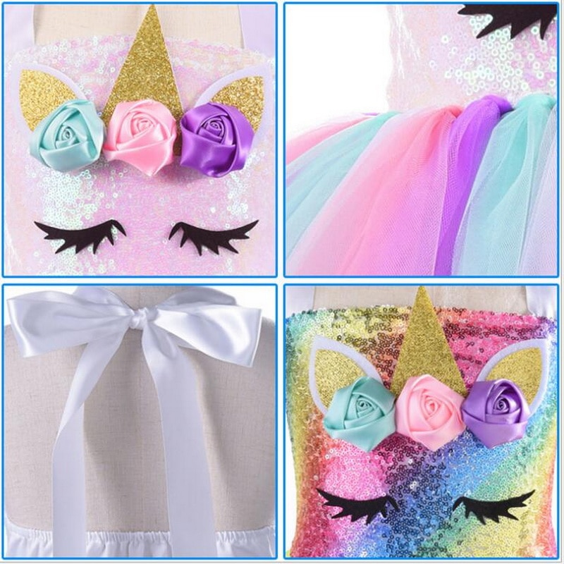 Costum rochie Unicorn cu cordeluta pentru fete, potrivit pentru ...