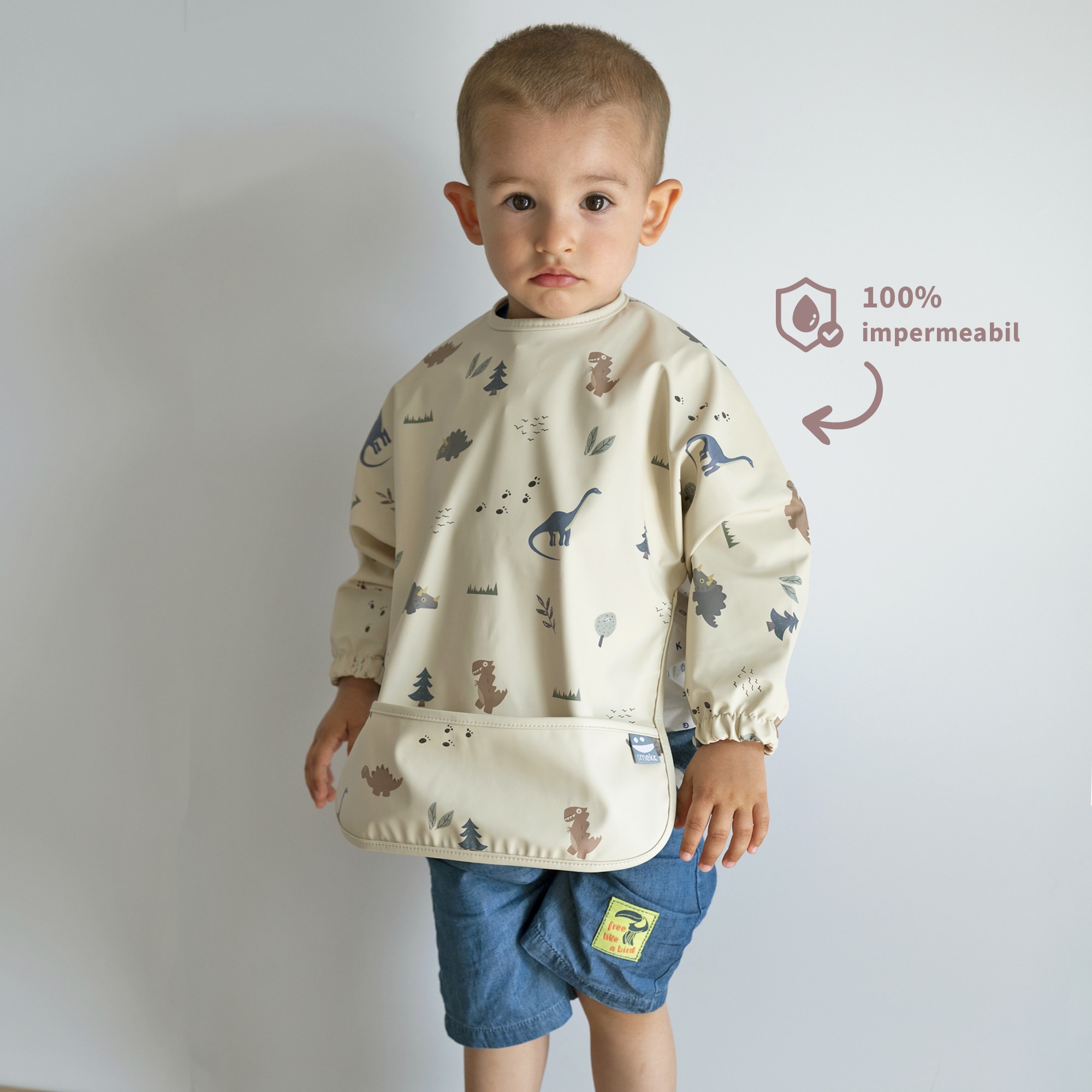 Baveta impermeabila cu maneci lungi, Smekc, 6-24 luni, dino - eMAG.ro