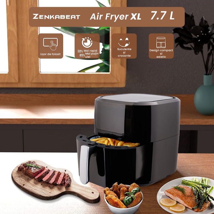 Friteuza cu aer cald Zenkabeat XL Air Fryer Hot Blaze, 1800W, 8 ...