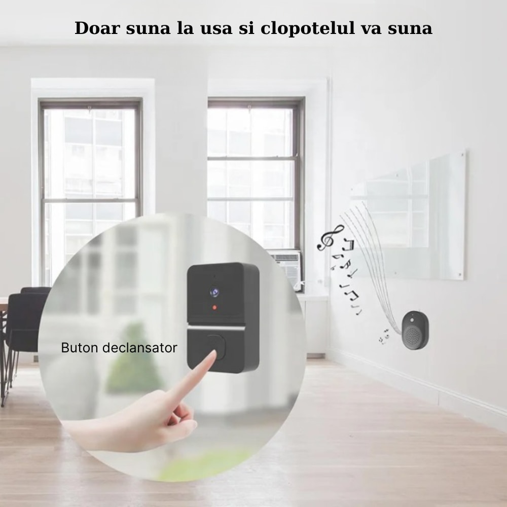 Sonerie Video Inteligenta MaGeCa® Z30 fara fir/Wireless, Convorbire ...