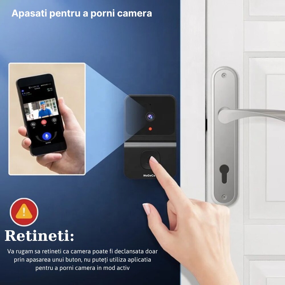 Sonerie Video Inteligenta MaGeCa® Z30 fara fir/Wireless, Convorbire ...