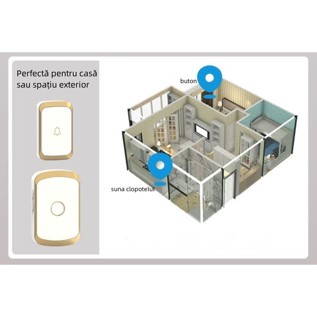 Sonerie Wireless/Fara Fir, Welora®, Model 2023, Distanta 300m, 36 ...