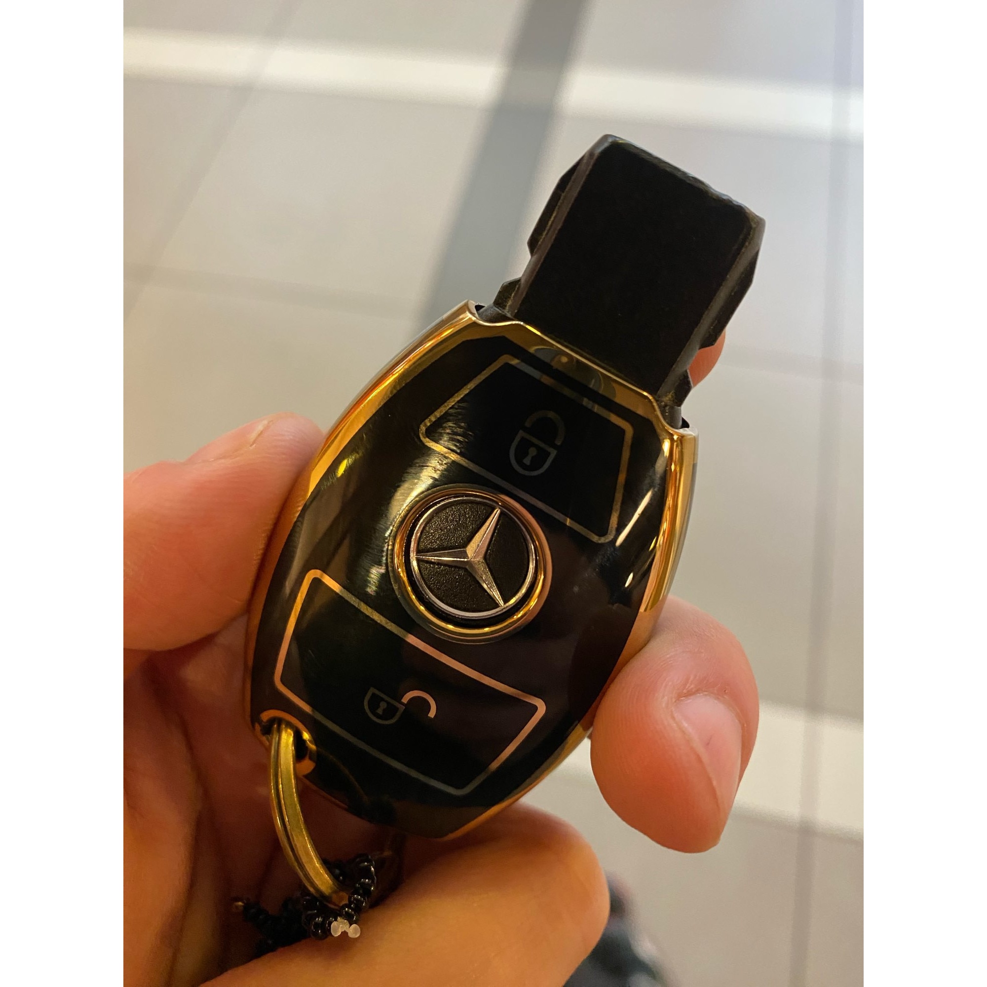 Husa negru pentru cheie 2 butoane Mercedes Benz A B C E R Class GLS GLA ...