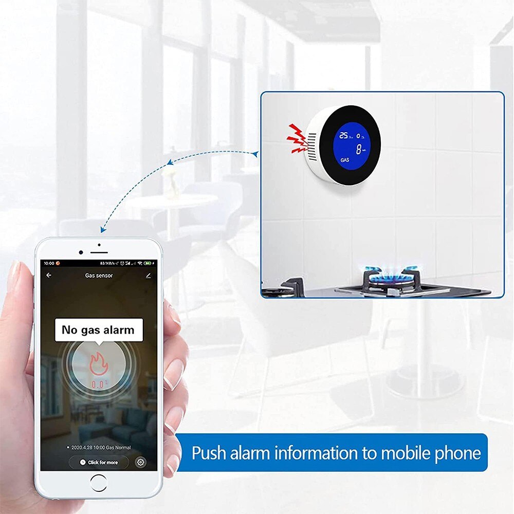 Detector de scurgeri de gaz si alarma de incendiu Techstar®, Wi-Fi ...