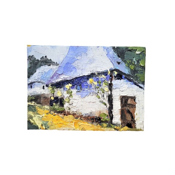 Tablou pictat manual pe panza cartonata, unicat, "Linistea amiezii ...