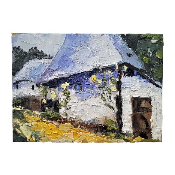 Tablou pictat manual pe panza cartonata, unicat, "Linistea amiezii ...