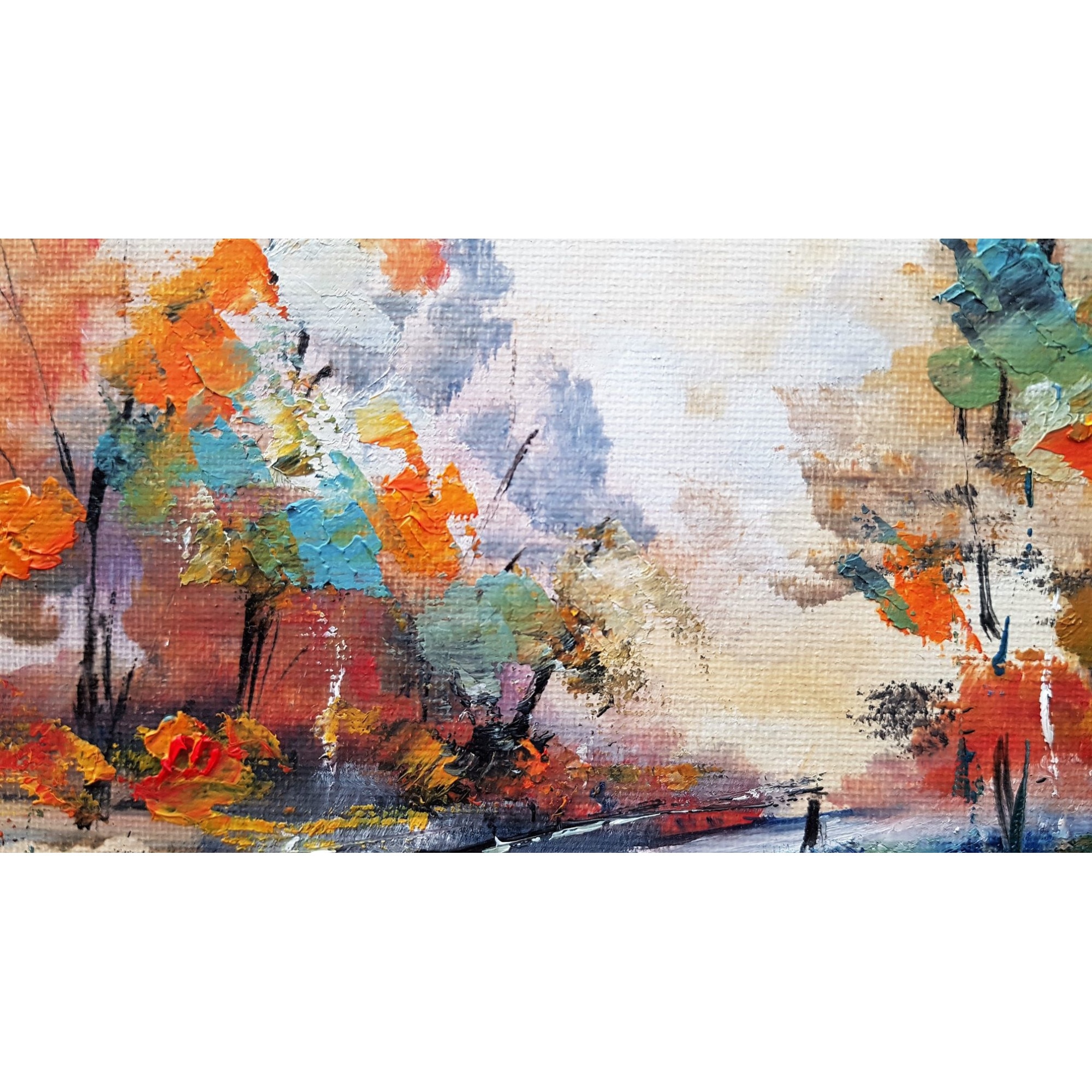 Tablou pictat manual pe panza cartonata, unicat, "Culorile toamnei ...