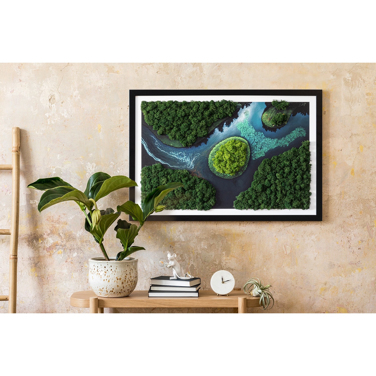 Moha kép, Zuzmók, MDF, Sziget A Holtágban, Zöld, 60x40 cm ...