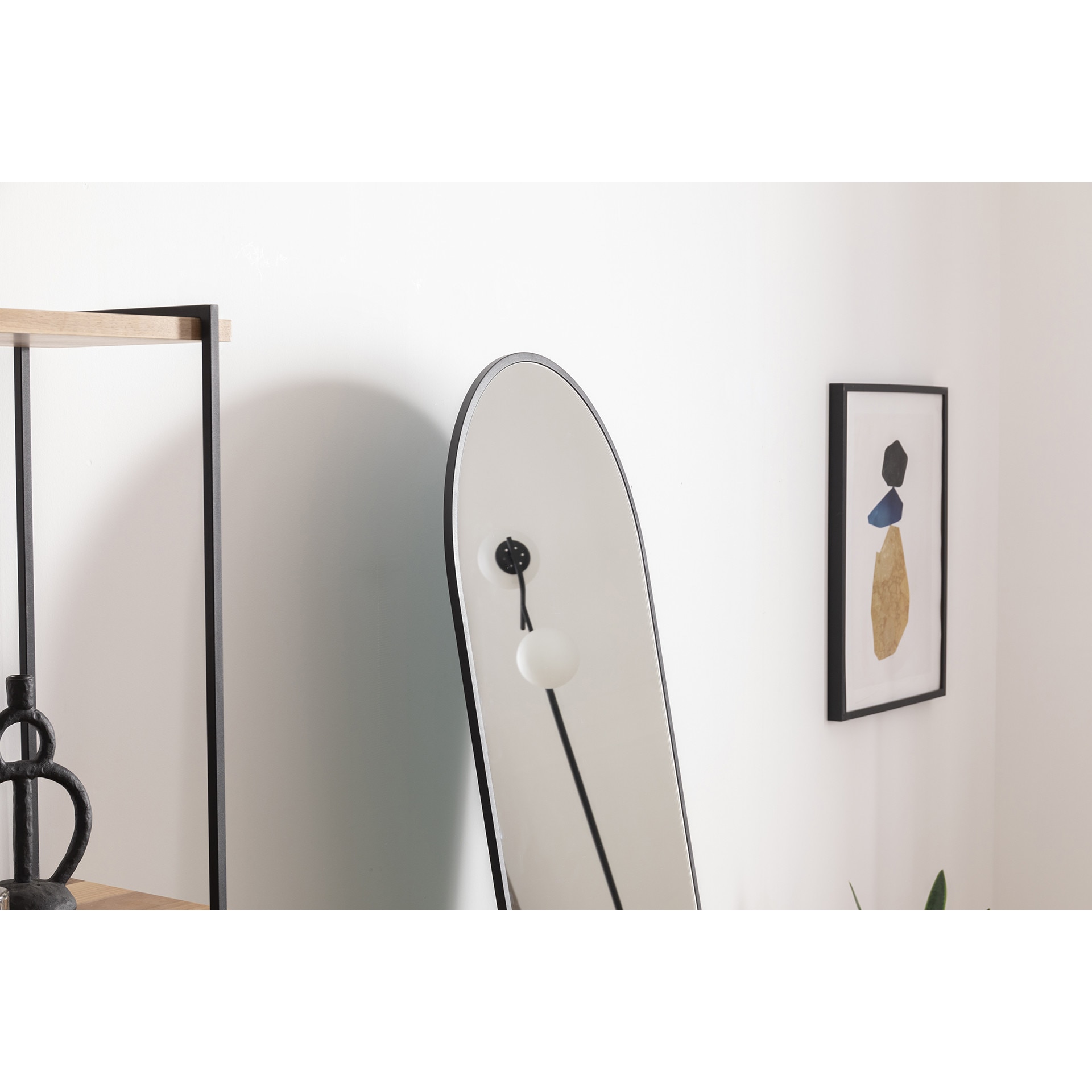 Oglinda de podea ovala, Marsah Home, 180x70 cm, rama metalica negru mat ...