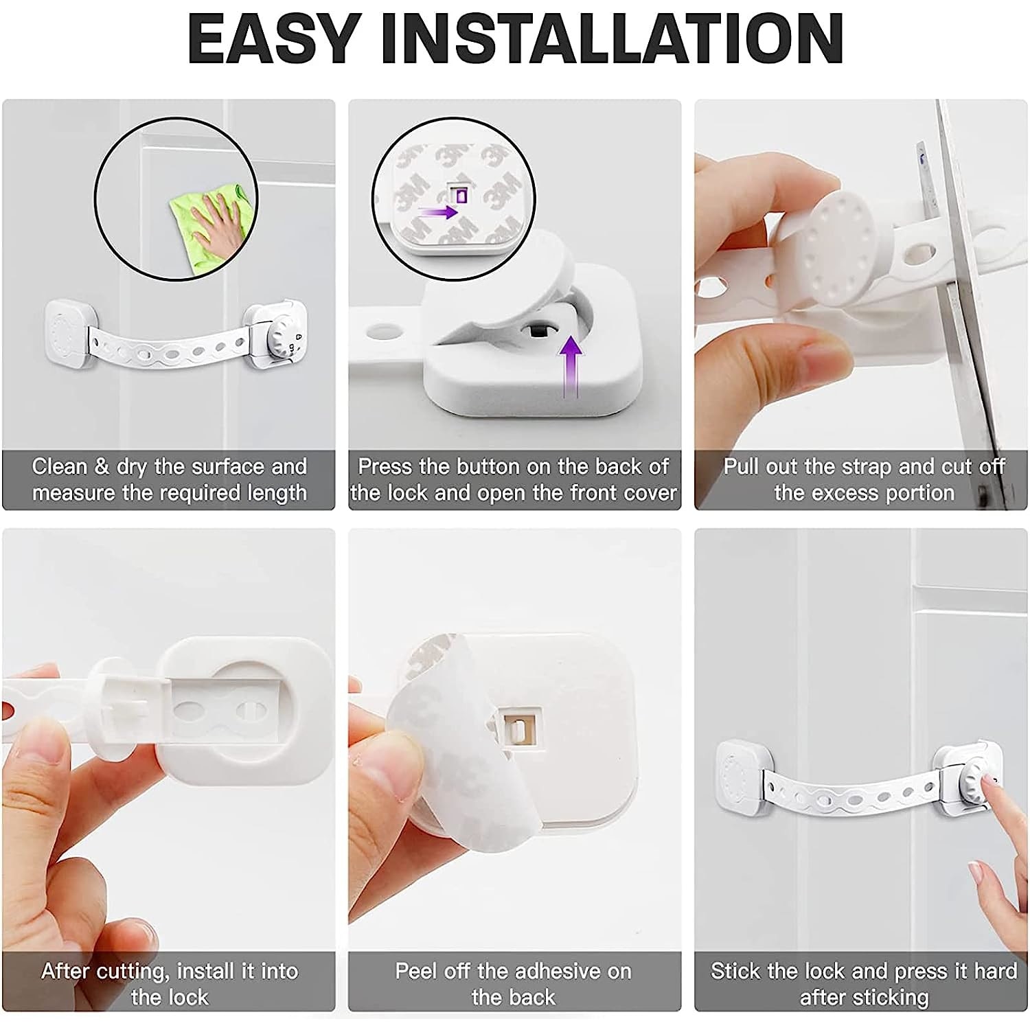 Set 6 bucati sigurante usi copii, blocator sertare, usa cuptor, frigider, congelator, ajustabile ...