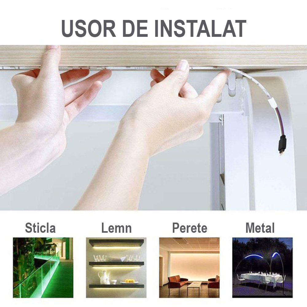 Kit Banda LED Multicolora GREATON, Grad Protectie IP65, pentru Exterior ...