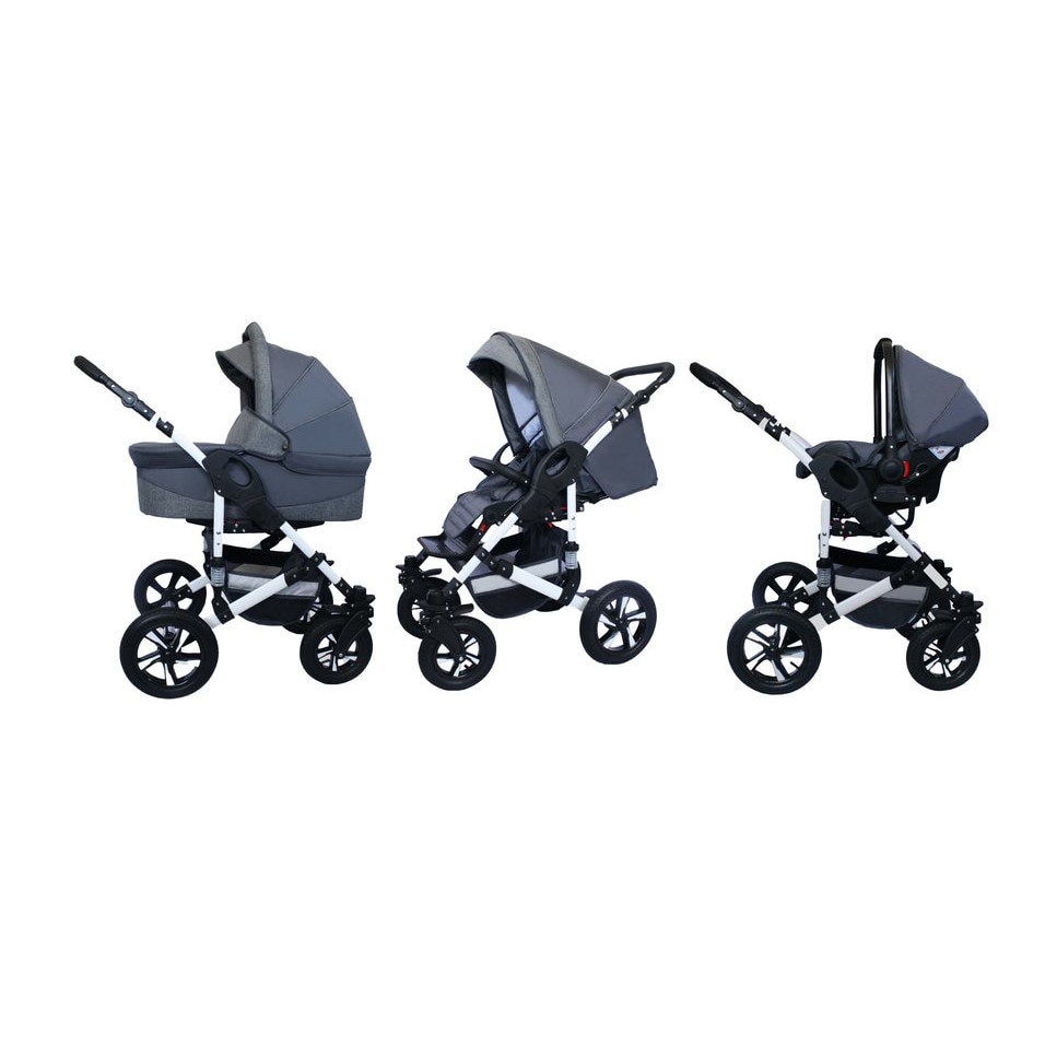 Carucior copii 3 in 1 X-Trall, landou, roti silicon, Gri Grafit - eMAG.ro