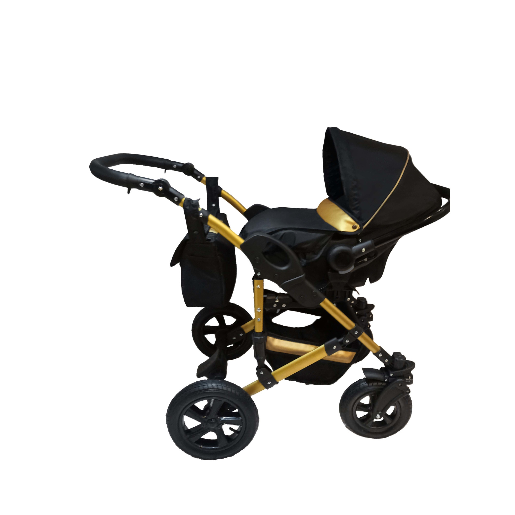 Carucior copii 3 in 1 X-Trall, landou, scaun auto, roti silicon, Negru ...