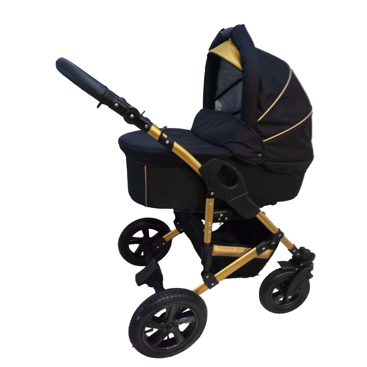 Carucior copii 3 in 1 X-Trall, landou, scaun auto, roti silicon, Negru ...