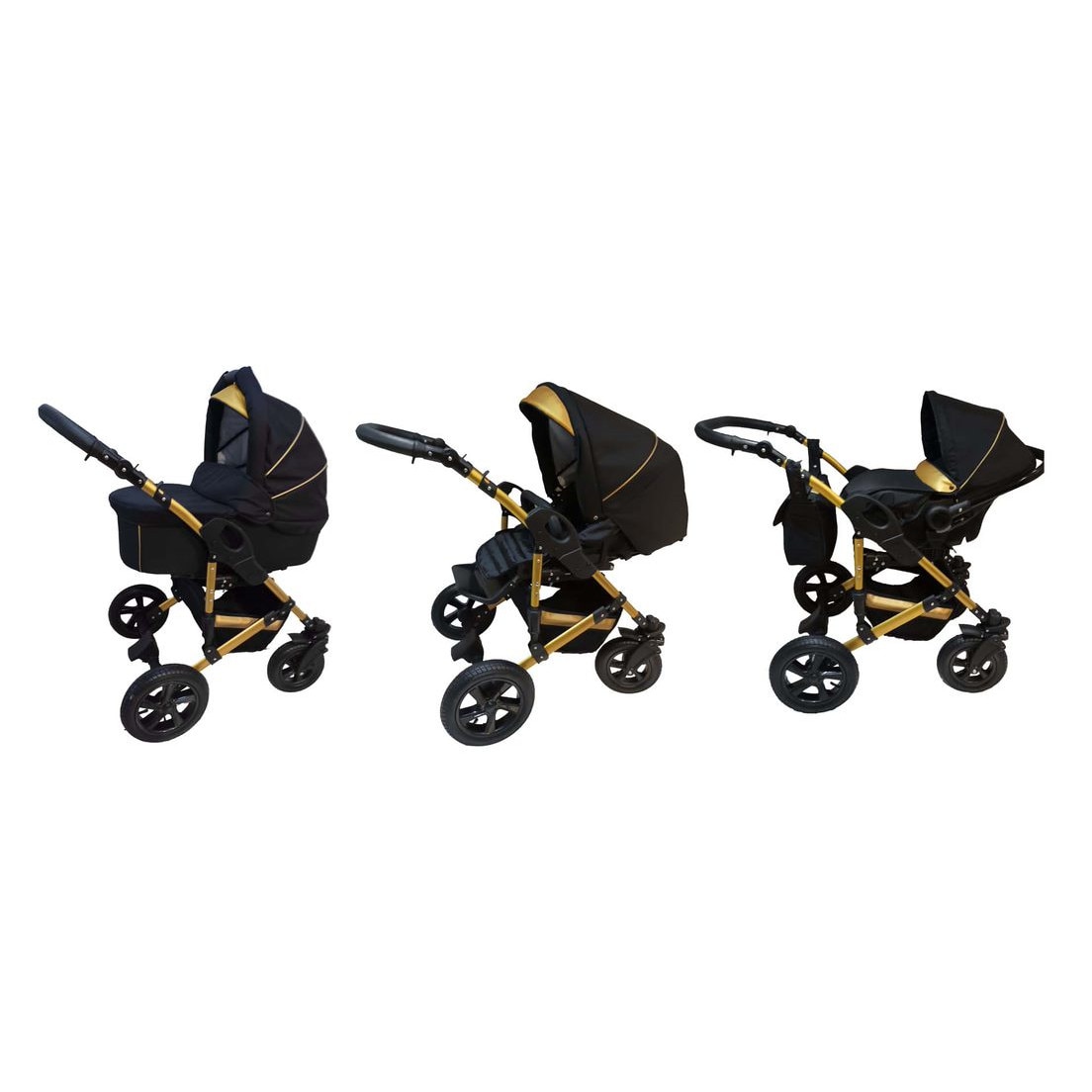 Carucior copii 3 in 1 X-Trall, landou, scaun auto, roti silicon, Negru ...