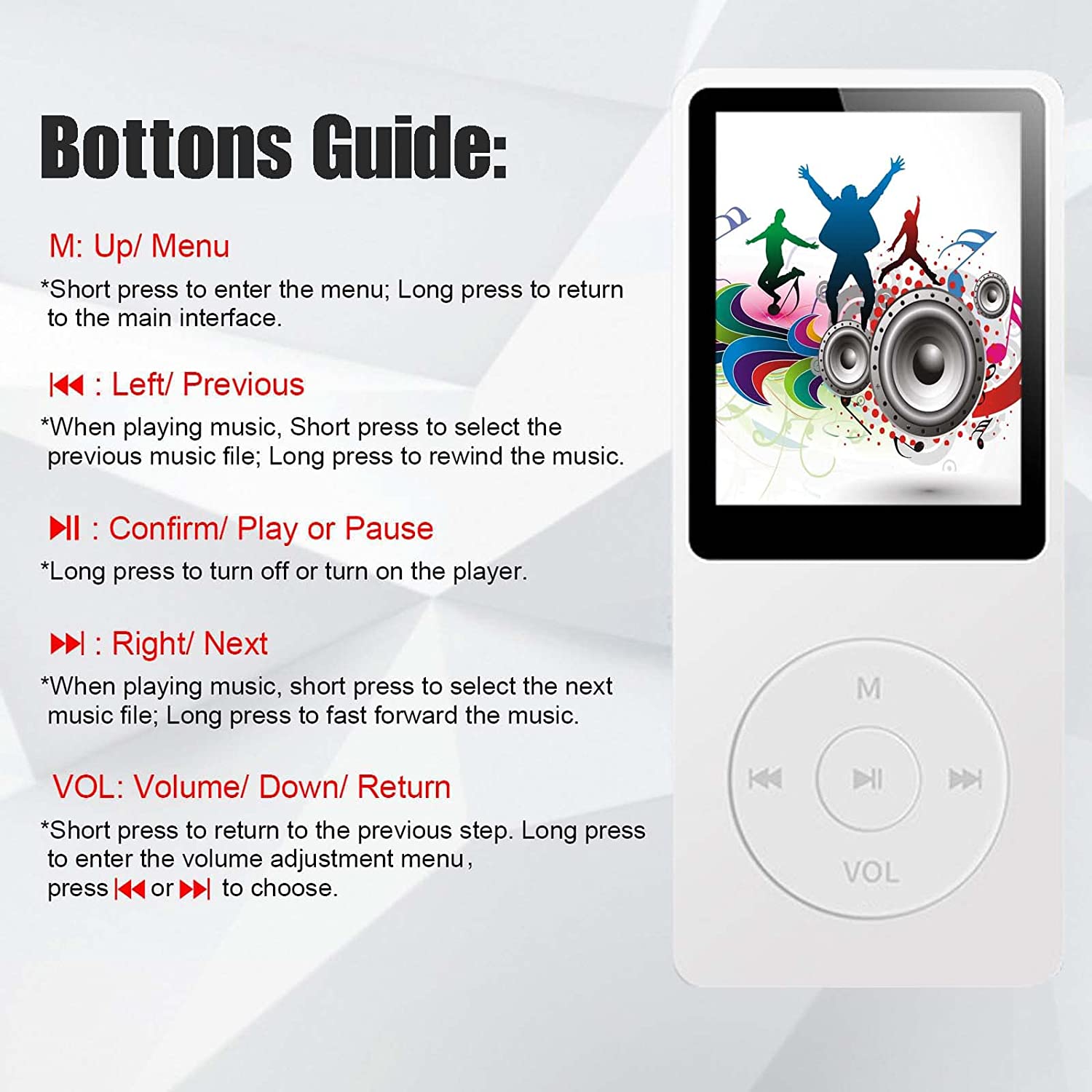 Player MP3 Bluetooth 5.0 si card SD 32 GB, HIFI, Alb - eMAG.ro