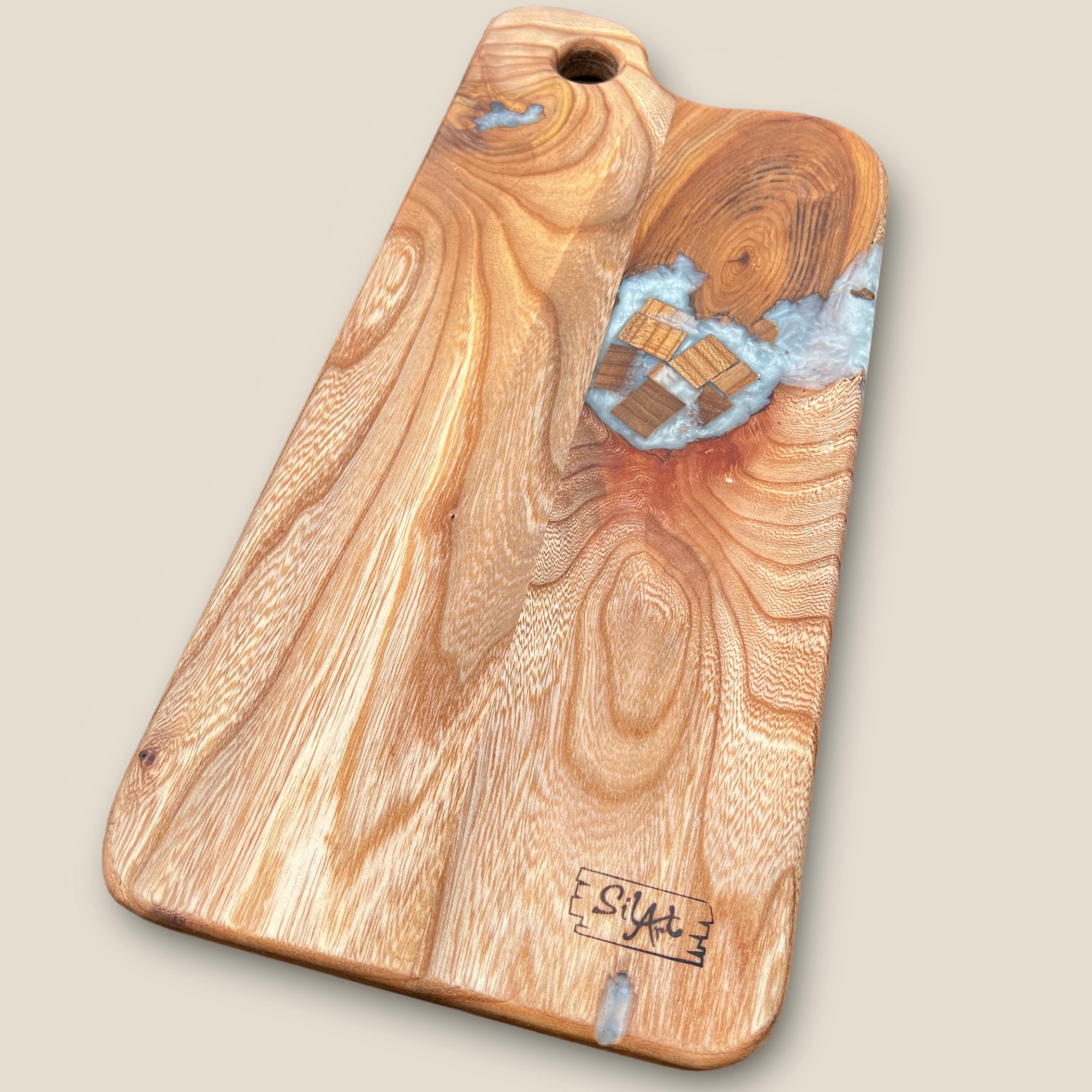 Tocator de bucatarie Sil Art, din lemn masiv imbinat cu rasina ...